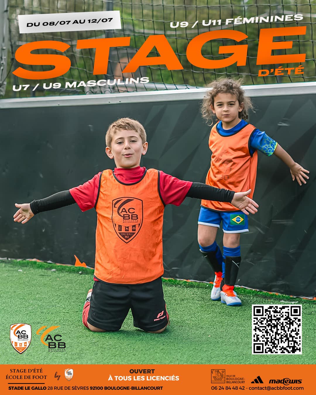 STAGE JUILLET 2024 - U7 U8 U9 & U7F U8F U9F U10F U11F INSCRIPTIONS - Acbb football
